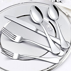 LIANYU Silverware 18/10 Stainless Steel, 18/10 Flatware Cutlery Set Service for 8, 40-Piece Eating Utensils Tableware Set for Restaurant Wedding, Dishwasher Safe, Mirror Polished