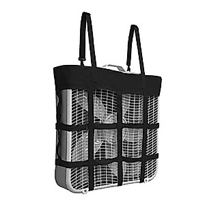 Showman Black Durable Nylon Box Fan Hay Bag Summer Adjustable Carrier Holder Harness