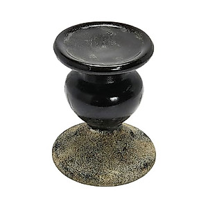 Creative Co-Op 2-Tone Sculptural Terracotta Pillar Candle Holder, Distressed Black