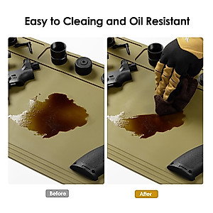 OneTigris Gun Cleaning Mat Rifle Pistol Gun Mat with Magnetic Dots, Non-Slip Oil Resistant Brown