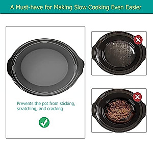 Silicone Slow Cooker Liners for Crock-Pot 7 Quart Crock Pot Liner Reusable 7QT Oval Cooking Liner BPA-Free Leakproof Dishwasher Safe(Gray)