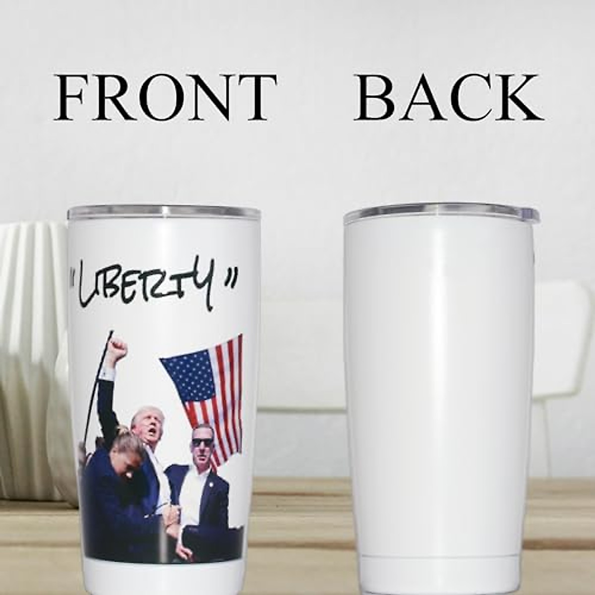 20oz Trump Tumblers - LIBERTY - 3D Printing Trump Stainless Steel Cup White 2024 Trump Insulated Tumbler for Gift Trump Thermal Coffee Mug 304 Stainless Steel Water Bottles for Hot and Cold Drinks