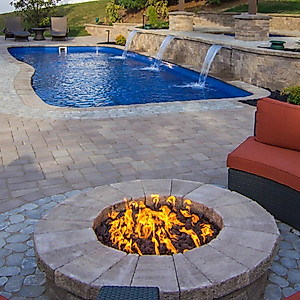 Spotix AFG Match Lit Fire Pit Burner Kit (SS-FR-6KIT-PAN-NG-MSCB), Round, 6-Inch Burner, 12-Inch Flat Pan, Natural Gas, Polished Chrome, with Flange, Key, Valve, Flex Line and Fittings