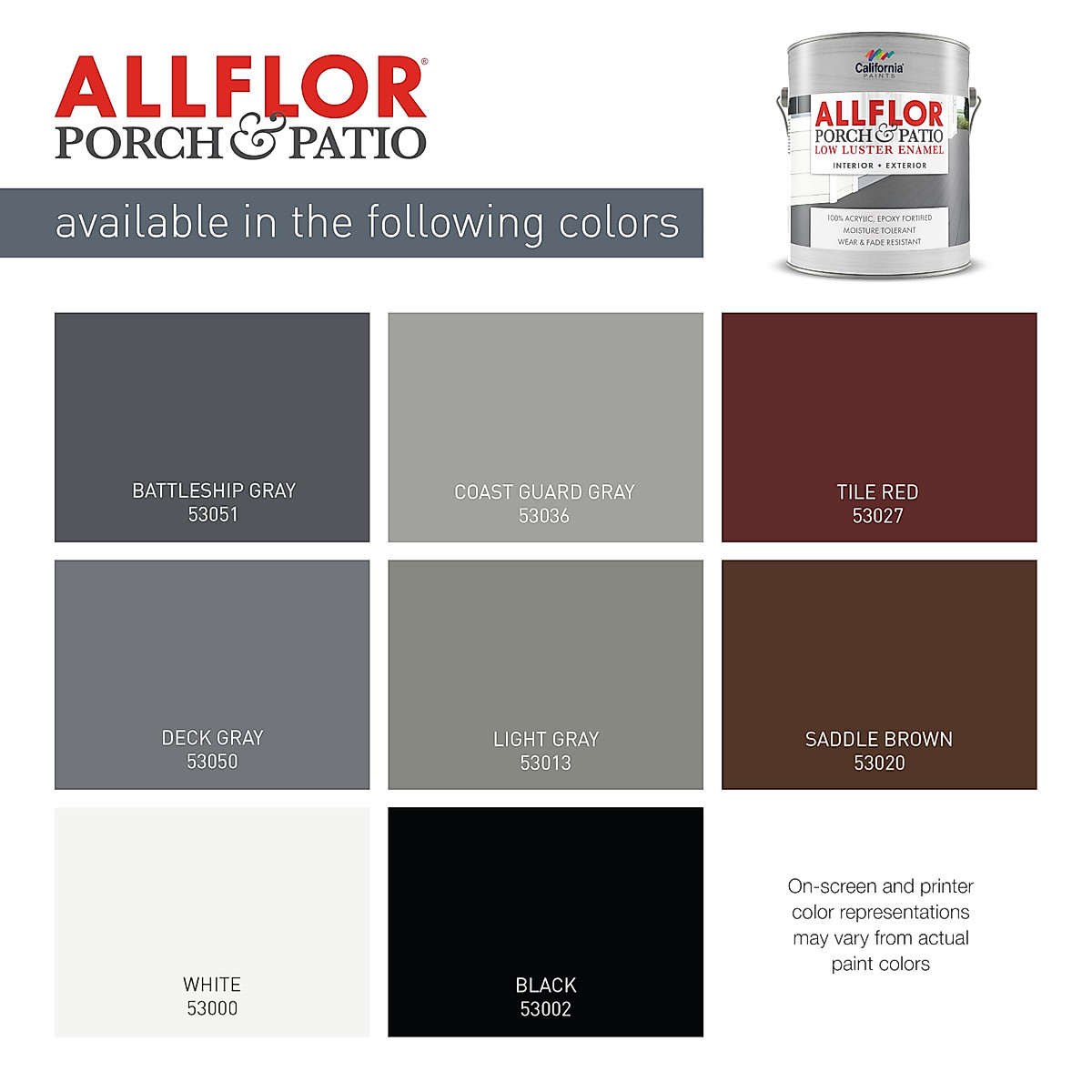 CALIFORNIA PAINTS ALLFLOR Porch, Patio and Floor Enamel Paint, Saddle Brown, 1 Gallon, Extremely Durable Water-Based Formula, Ideal for Patios, Pool Decks, Basements & More