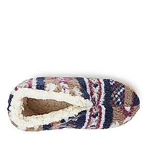 Dearfoams Women's Heritage Warm Up Bootie Slipper, Navy Multi Teddy, Medium