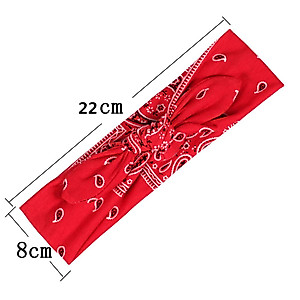 Yeshan Boho Bow Headbands for Women Vintage Paisley Bandana Flower Printed Hairband Elastic Rabbit ear Head Wrap Cute Hair Accessories,pack of 6