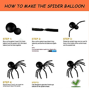 Halloween Balloon Garland Kit with Spider Bat Balloon Black Orange Purple Green Confetti Long Balloons 3D Bat Sticker for Halloween Theme Party Supplies Classroom Background Decorations