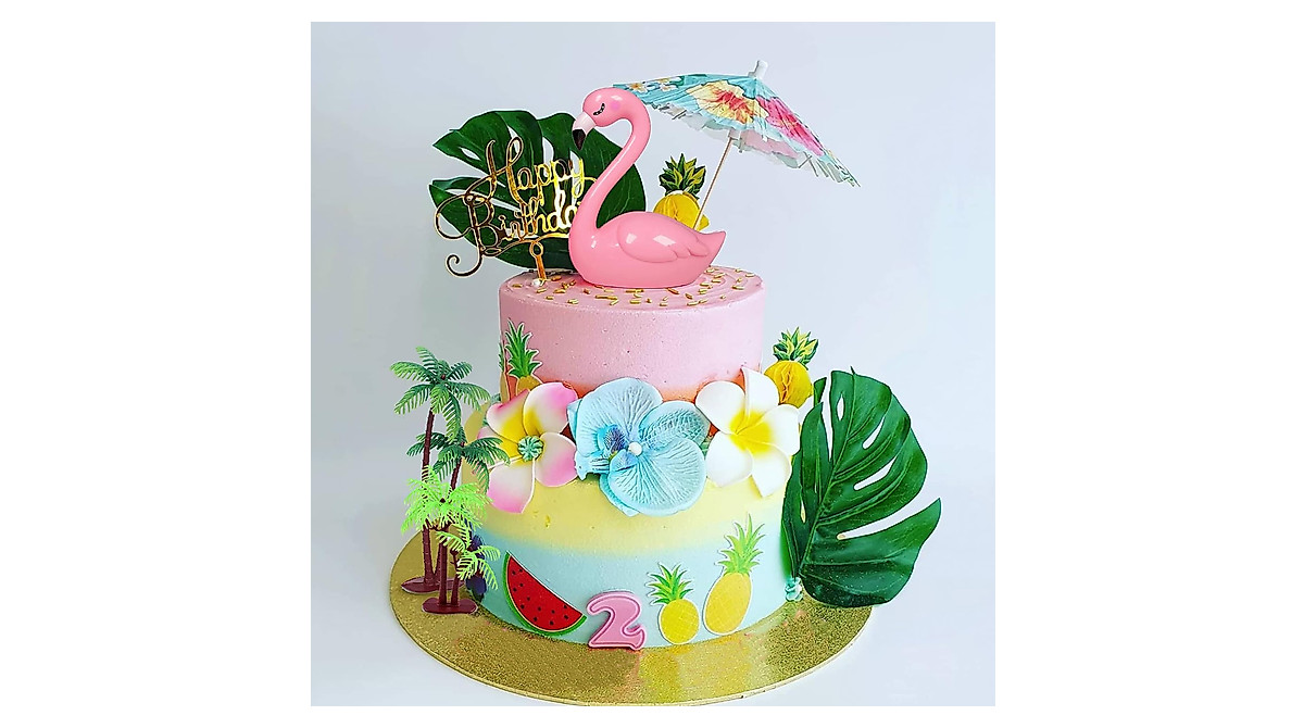 Flamingo Cake Toppers for Tropical Themed Parties