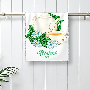 luxteen Herbal Tea Hand Towel - Print Bath Bathroom Towel Highly Absorbent Soft Guest Fingertip Towels