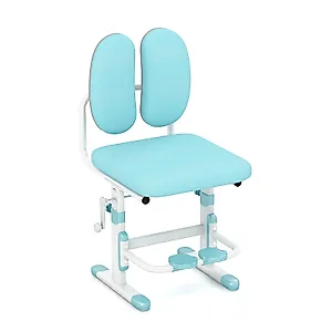 Costzon Kids Desk Chair, Height Adjustable Student Study Task Chair with Double Back Support, Rotatable Footrests, Mesh Ergonomic Office Chair, Kids Computer Chair for Boys Girls Bedroom School, Blue