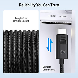 Cable Matters 8K Mini DisplayPort 1.4 to HDMI 2.1 Cable - 6ft / 1.8m, with 4K 240Hz / 8K 60Hz, Unidirectional Mini Display Port to HDMI 2.1 Cable, Black