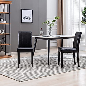 Restworld Dining Chairs Set of 2,Solid Wood Leatherette Parson Chairs(Black)