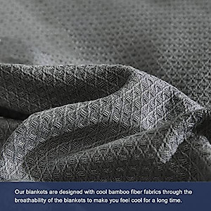 DANGTOP Cooling Blankets, Bamboo Blanket for All-Season, Cooling Blankets Absorbs Body Heat to Keep Cool on Warm Night, Ultra-Cool Lightweight Blanket for Bed (79x91 inches, Dark Grey)