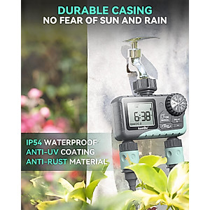 RAINPOINT Water Timer for Garden Hose - 2 Zone Sprinkler Timer with Rain Delay/Manual Watering/Automatic Irrigation Controller System - Water Hose Timer Programmable Faucet Timer for Yard Lawn