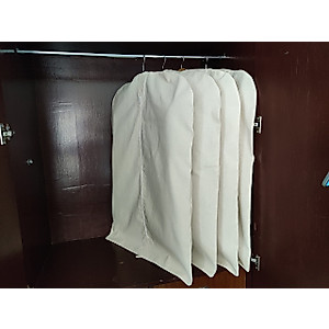 100% Cotton Canvas Garment Cover for Suits, Coats, Dresses; Travel Bag (Medium (24"x40"), Off-White)
