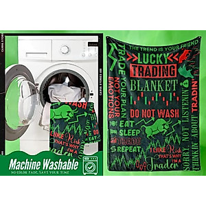 Stock Market Gifts, Lucky Trading Blanket for Men and Women, Flannel Throw Blanket for Trader, Broker, Financial Advisor, Investor, and Investment Lover (50"x 65")