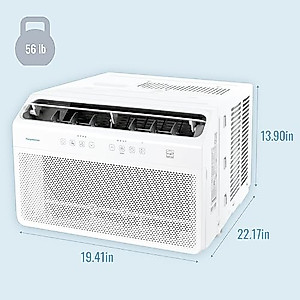 Keystone 8,000 BTU Window Inverter Air Conditioner with Supplemental Heat, 115V, AC for Apartment and Medium Rooms up to 350-Sq. Ft., Quiet, High Efficiency, Energy Star Window AC Unit with Remote