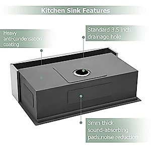 36 Inch Farmhouse Sink - Logmey Stainlese Steel Workstation Farmhouse Kitchen Sink 16 Gauge Apron Front Sink Single Bowl Farm Sink 36x21x9 Inches