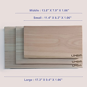 UHEIM Premium One-Piece Cypress Hinoki Solid Wood Cutting Board, Korean Cutting Board for Kitchen, Chef. Wooden Kitchen Double Chopping, Cutting, Serving Board. Large, Middle, Small 3 Size (Middle)