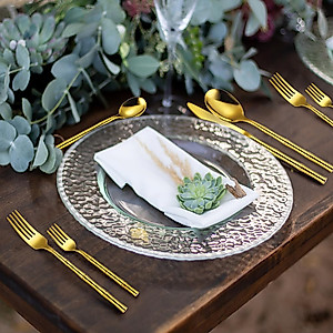 30 Piece Bamboo Shaped Flatware Set Service for 6, 18/10 Stainless Steel Rainbow Bamboo Handle Silverware Cutlery Set For Home Kitchen Hotel Utensils, Mirror Polished, Dishwasher Safe