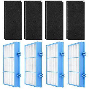 HAPF30AT-Total Air HEPA Type Filter Replacement for Holmes AER1 Air Purifier, Compatible with HAPF300AH-U4R and HAP242-NU, Funmit 4 True HEPA Filters & 8 Activated Carbon Pre-Filters, Blue