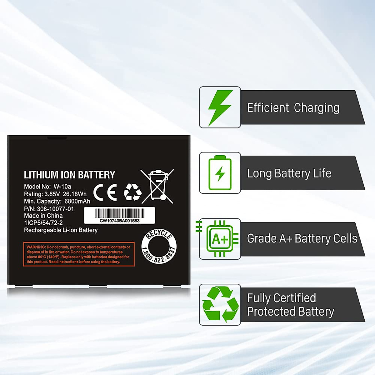 SHENMZ W-10a Battery, [6800mAh] Ultra High Capacity Replacement Battery for Netgear MR1100 AT&T Nighthawk M1 LTE Mobile Hotspot Router Netgear W-10 W-10A