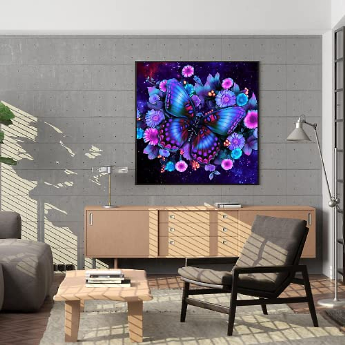 Diamond Painting Kits for Adults Beginners -Diamond Art Kits for Home Wall Decor - DIY 5D Round Full Drill Butterfly & Flowers Picture Arts Craft - Includes Diamond Dotz and Gem Art 13.8x13.8 inch
