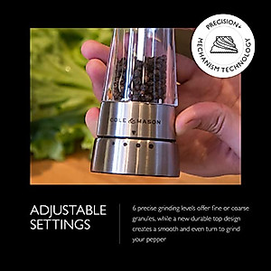 COLE & MASON Derwent Pepper Grinder - Stainless Steel Mill Includes Gourmet Precision Mechanism and Premium Peppercorns