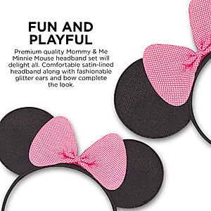 ABG Accessories Girls Minnie Mouse Ears Headbands, Set Of 2 For Mommy Me, Pink Glitter