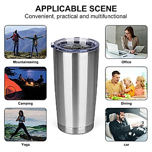 MEZMUT 20oz Insulated Tumblers with Lids and Straws Stainless Steel Coffee Tumbler Cup Double Wall Vacuum Travel Coffee Mugs for Home, Office, Outdoor(Silver,1 Pack)