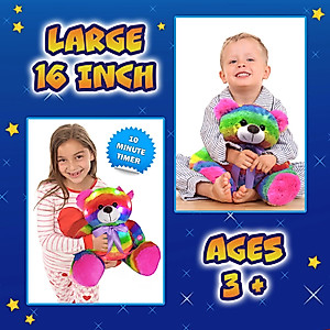The Noodley Rainbow Lites Light Up Teddy Bear Stuffed Animal Plush LED Night Light Sleep Toy for Girls (16 inch, Batteries Included)