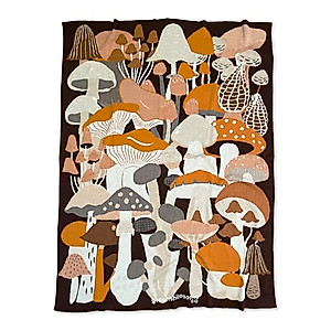 Ultra Soft Warm Lightweight Cotton Blend Knit Mushroom Blanket Mix Mashrooms Botanical Design Flannel Throw for Home Decor Sofa Couch Living Room and Bedroom Plant Lovers Gift