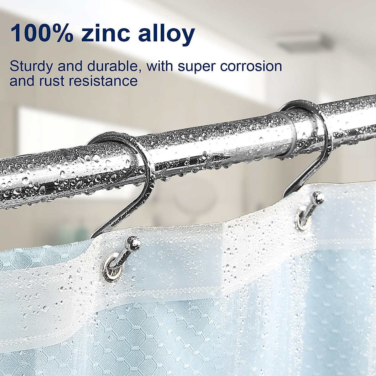 Gidse Metal Shower Curtain Hooks, Set of 12, Rust Proof Shower Curtain Hooks Rings, Durable S Shaped Hooks Hangers for Shower Curtains, Kitchen Utensils, Clothes, Towels (Chrome)