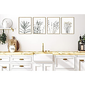 Herzii Botanical Plant Wall Art Prints- Sets Of 4 (8x10 ) Unframed Wall Decor- Pictures Minimalist Wall Art Photo - Nordic Style Eucalyptus And Lavander Leaf Prints-Modern Art Boho Print Decor - Farmhouse, Kitchen, Bedroom Wall Decor