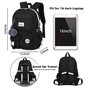 Cute Backpacks for Teen Girls Backpacks for Teens Girls Backpack for School Girls Middle School Backpack Kawaii Backpack for School Cute Black Backpack White Backpack Pink Bookbag (Black)