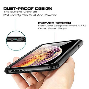 Eonfine for iPhone X Case/iPhone Xs Case Waterproof, Built-in Screen Protector Full-Body Clear Call Quality Heavy Duty Shockproof Cover Case for iPhone X/iPhone Xs (Black)