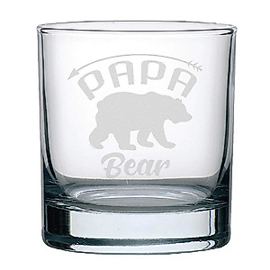 Veracco Papa Bear Whiskey Glass Funny New Dad Birthday Gifts Dad Whiskey Glass Daddys Sippy Cup Dad Drinking Glass (Clear, Glass)