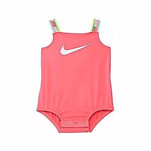 Nike Baby Girls Rainbow Taping Bubble One Piece Swimsuit Romper (Hyper Pink(06G438-A96)/White, 3 Months, 3_Months)