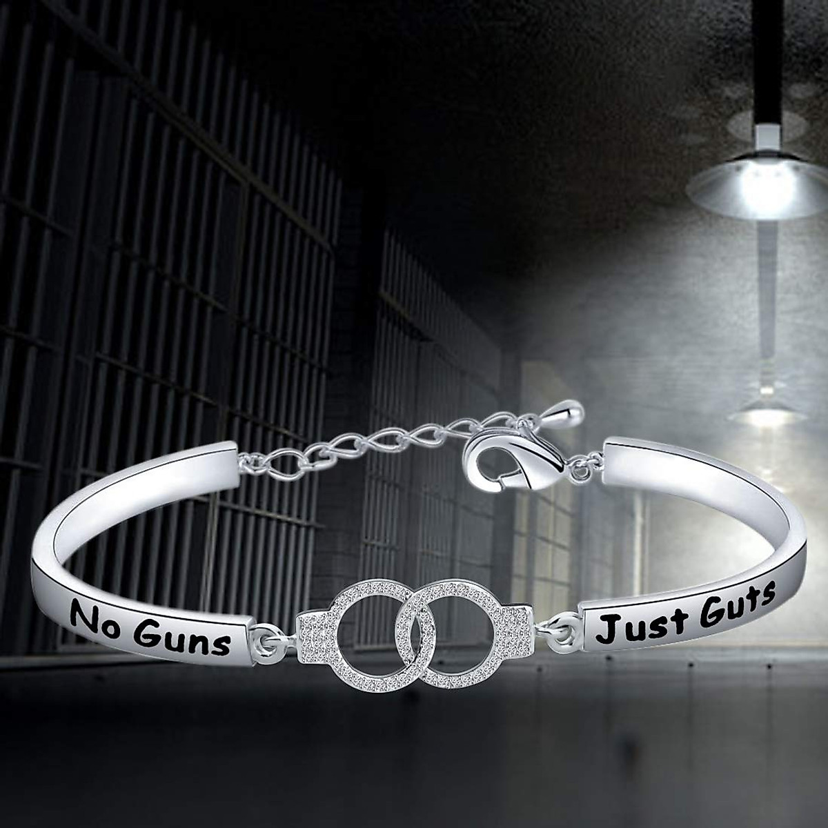 HOLLP Correctional Officer Gifts No Guns Just Guts Keychain Gift for Guard Prison Officer (Bracelet-S)
