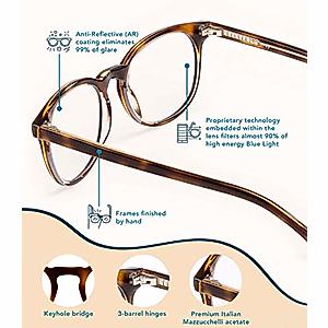 Felix Gray Roebling Blue Light Reading Glasses +2.0 Magnification, Sazerac Crystal