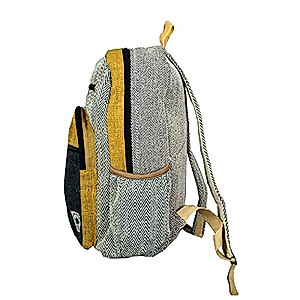 VIBRANIC Himalayan HEMP Laptop Backpack - THC Free - 13”/15” Laptop Compartment - All Natural Handmade - Multi-Pocket - Yellow Green Shade - Made in Nepal