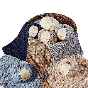 Gisimo 100% Merino Wool Yarn, 6-Ply Luxurious and Soft Yarn for Hand Knitting & Crocheting, 1.76 OZ/50g, 127 yds/116 Meters (Morandi Blue, 1 Ball)