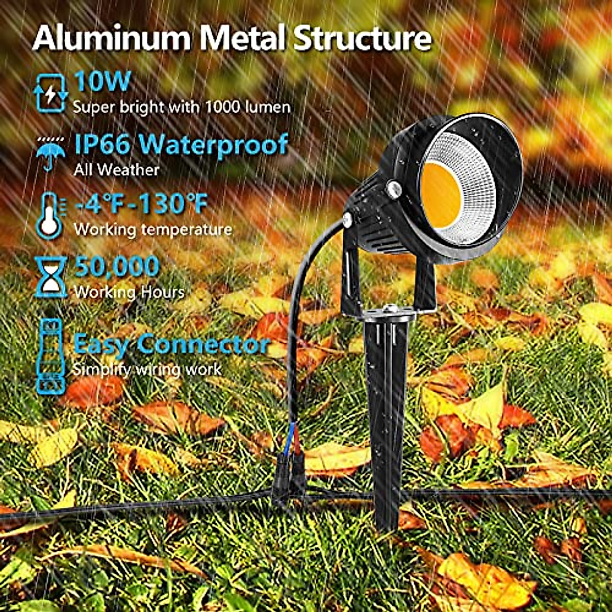 ZUCKEO 10W Landscape Lighting Low Voltage LED Landscape Lights, IP66 Waterproof Landscape Spotlights Yard Lawn Garden Outdoor Lights 12V 24V 1000LM Warm White (12Pack with Connectors)