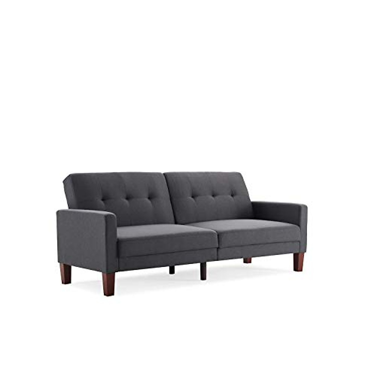 Sofa Futon Premium Linen Upholstery Sofa Can Convertible Into A Bed, Sofa Bed Upholstery with Wooden Legs, Fabric Living Room Sofa Contemporary Plush Sleeper Sofa with Padded Cushions (Grey)