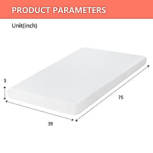Twin Mattress 5 inch Gel Memory Foam Mattress Medium Firm Mattresses for Cool Sleep Relieving Pressure Relief CertiPUR-US Certified Mattress in a Box,Twin
