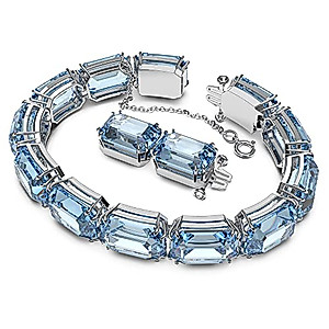 SWAROVSKI Millenia bracelet, Octagon cut crystals, Blue, Rhodium Finish