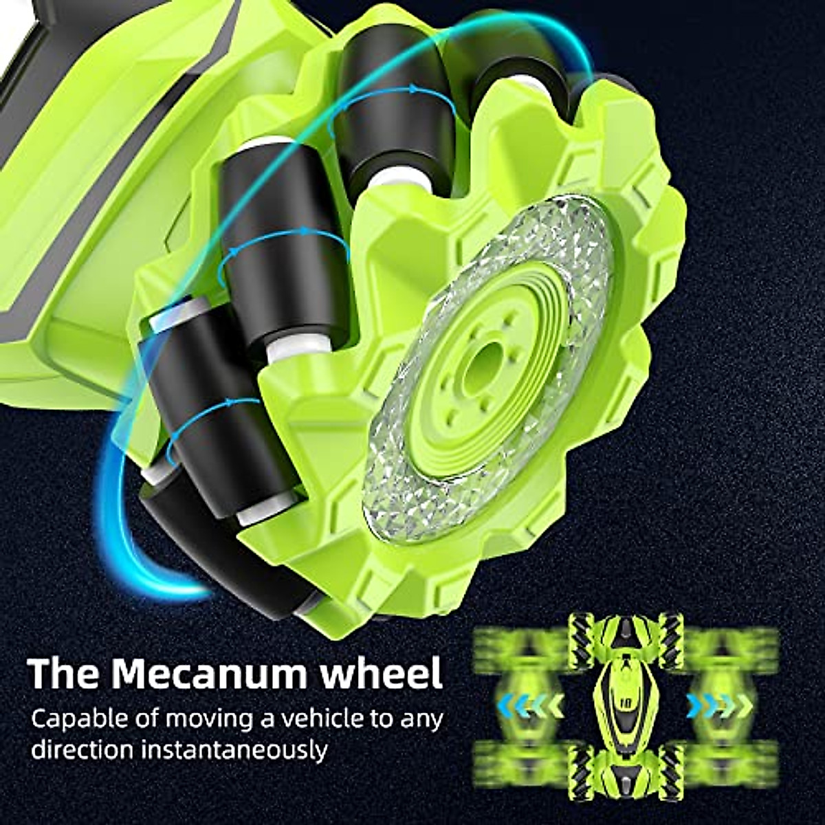 AONGAN Remote Control Car, 360°Drift Stunt Car, Gesture Control RC Car, Toy for Kids Age 6-15(Green)