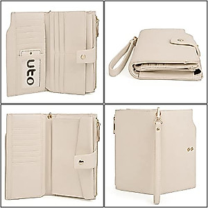 UTO Wallets for Women Wristlet RFID Large Capacity PU Leather Clutch Card Holder Organizer Ladies Purse Strap 459