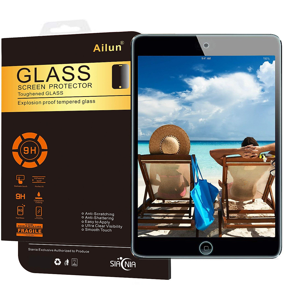 Ailun Screen Protector for iPad Mini 4, iPad Mini 5 2019 2Pack Tempered Glass 2.5D Edge Ultra Clear Transparency Anti Scratches Case Friendly