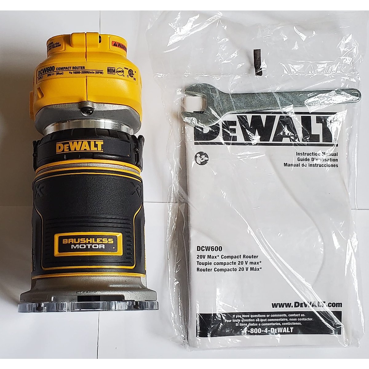 Dewalt DCW600BR 20V MAX XR Brushless Compact Lithium-Ion 1/4 in. Cordless Router (Tool Only) (Renewed)